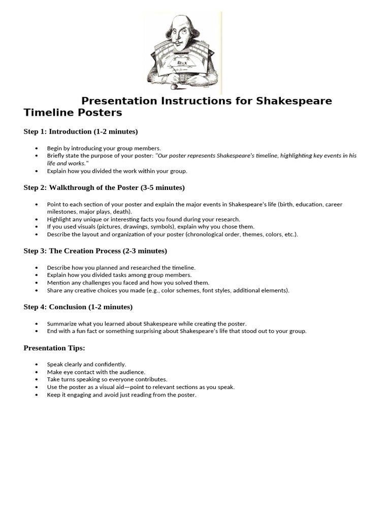 Shakespeare Timeline Poster Guide | PDF