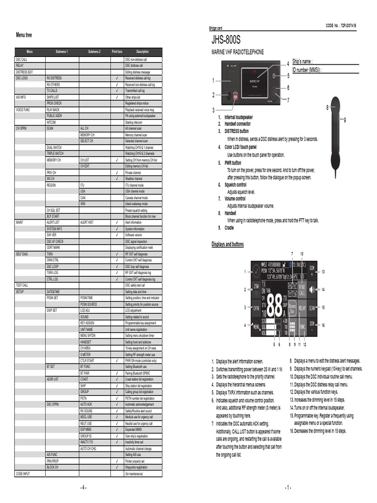 301-VHF JRC JHS-800S QuickRef Manual Bridge Card 20-6-2024 | PDF ...