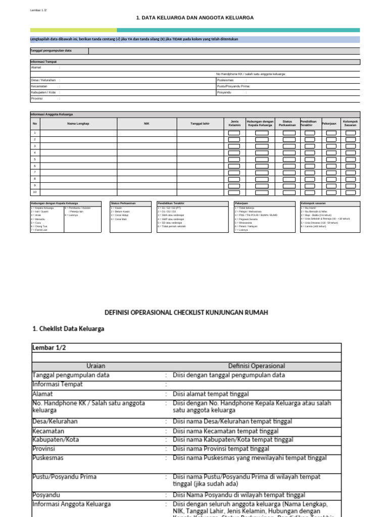 Form Kunjungan Rumah Kader | PDF
