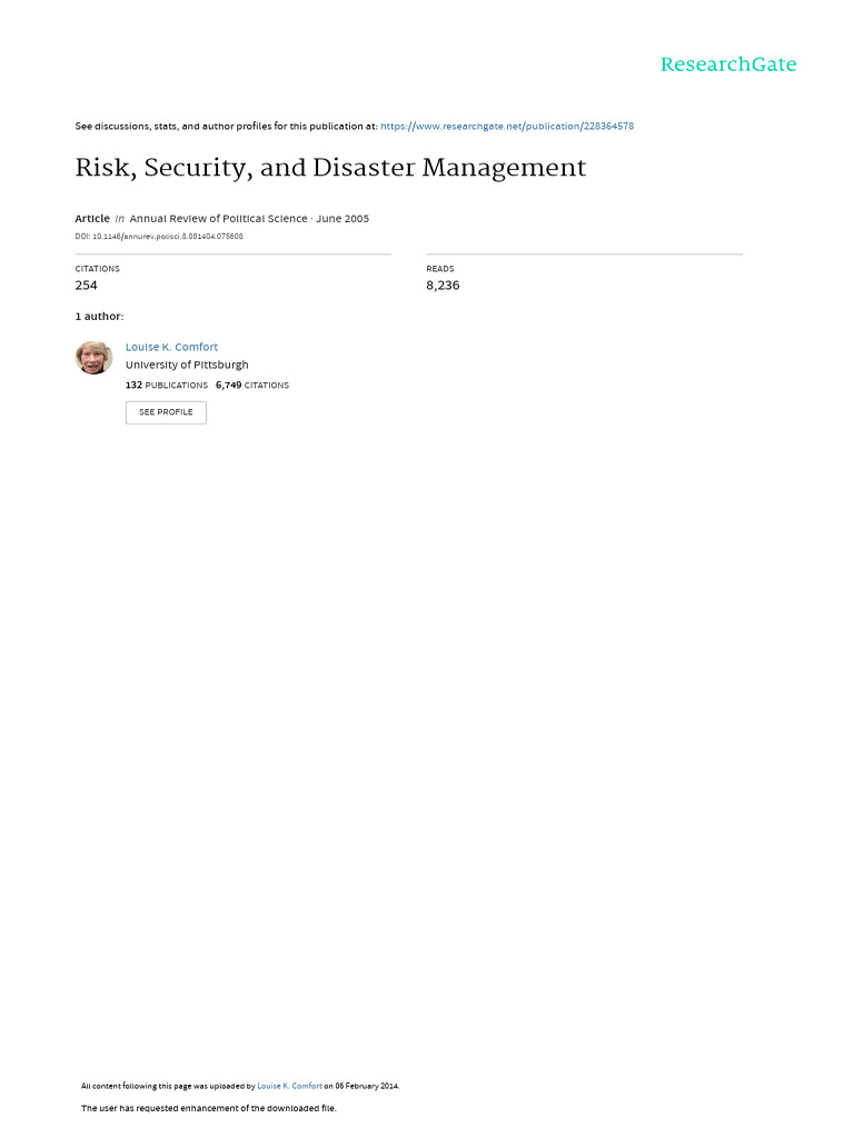 Risk Security and Disaster Management | PDF | Risk | Federal Emergency ...