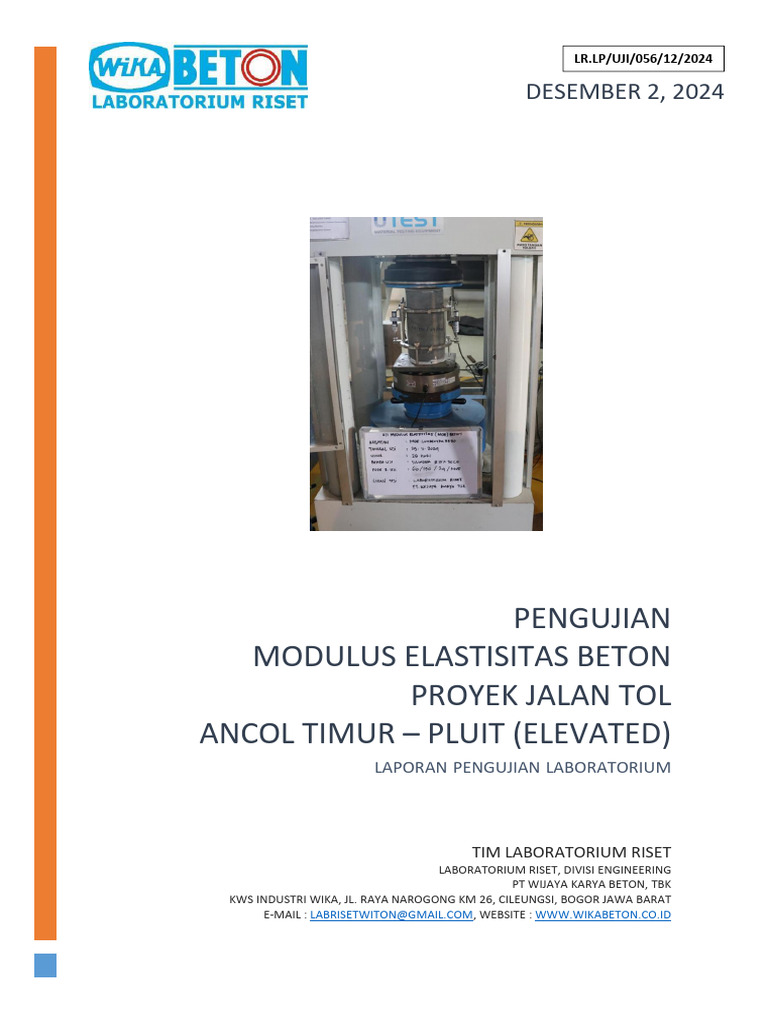 Laporan Uji MoE Tol Ancol Timur - Pluit 2-12-2024 | PDF | Metrology ...