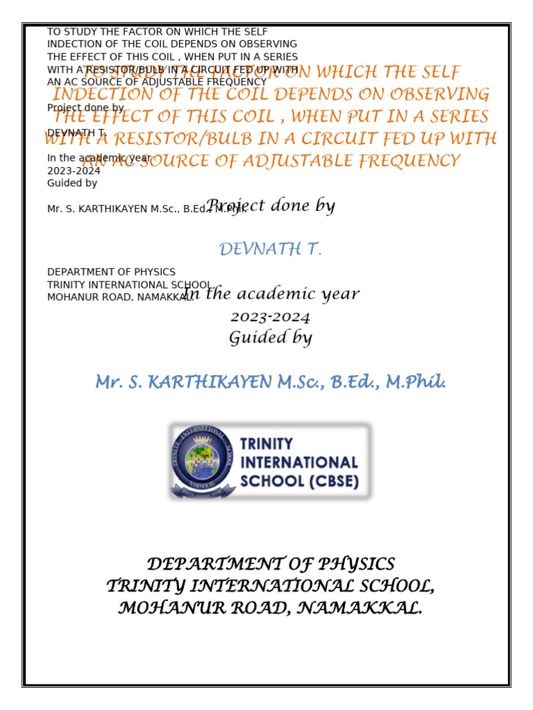 Final Handwritten Look Project | PDF | Inductance | Inductor