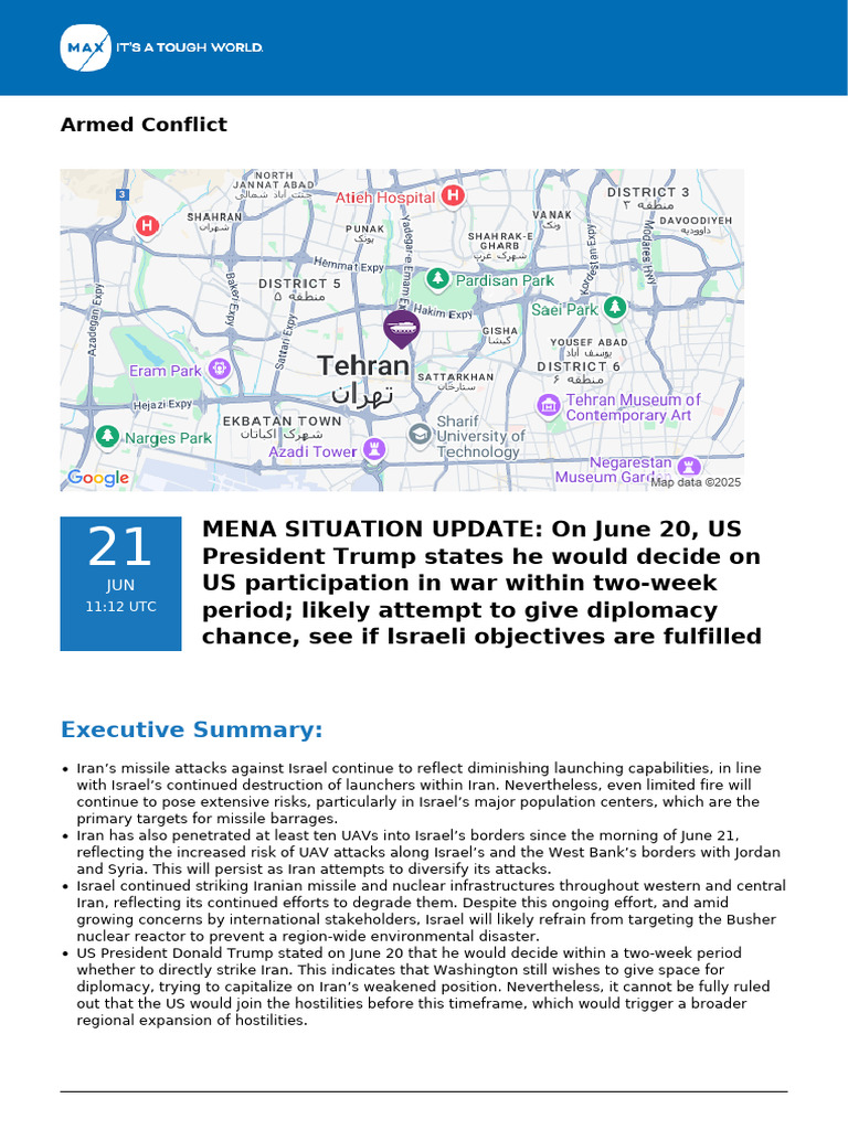 Mena Situation Update 20 June 2025 | PDF | Israel | World Politics