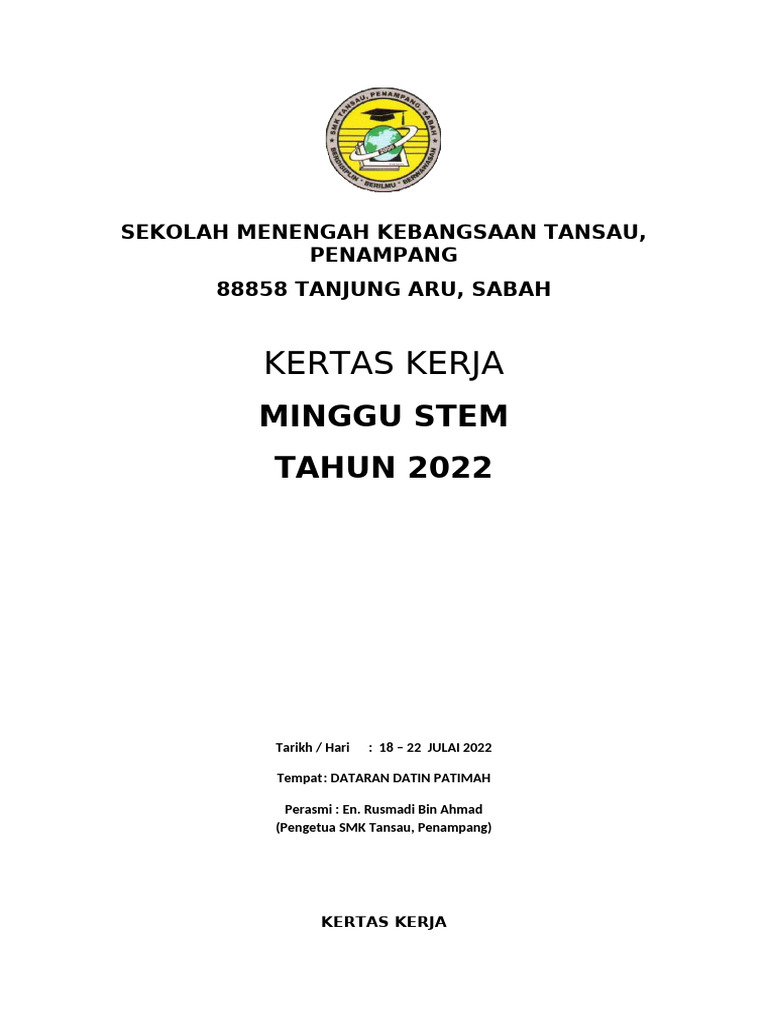 Kertas Kerja Dan Nota Minta Minggu Stem 2022 | PDF