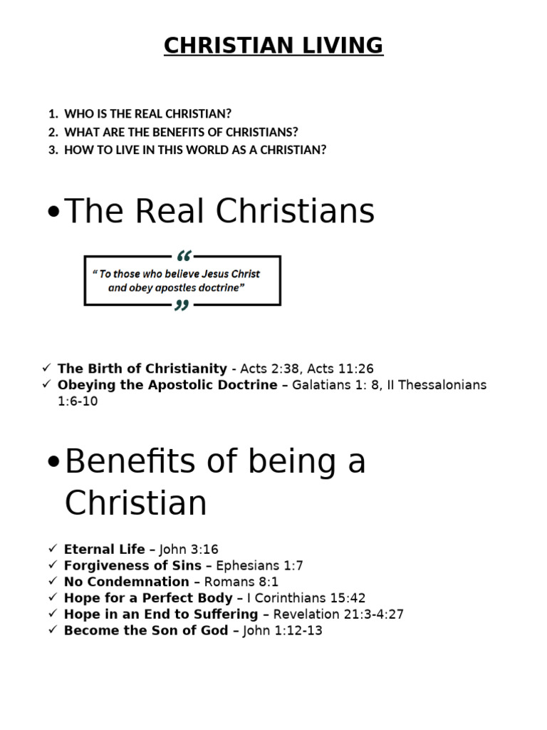 Christian Living: Benefits and Guidance | PDF