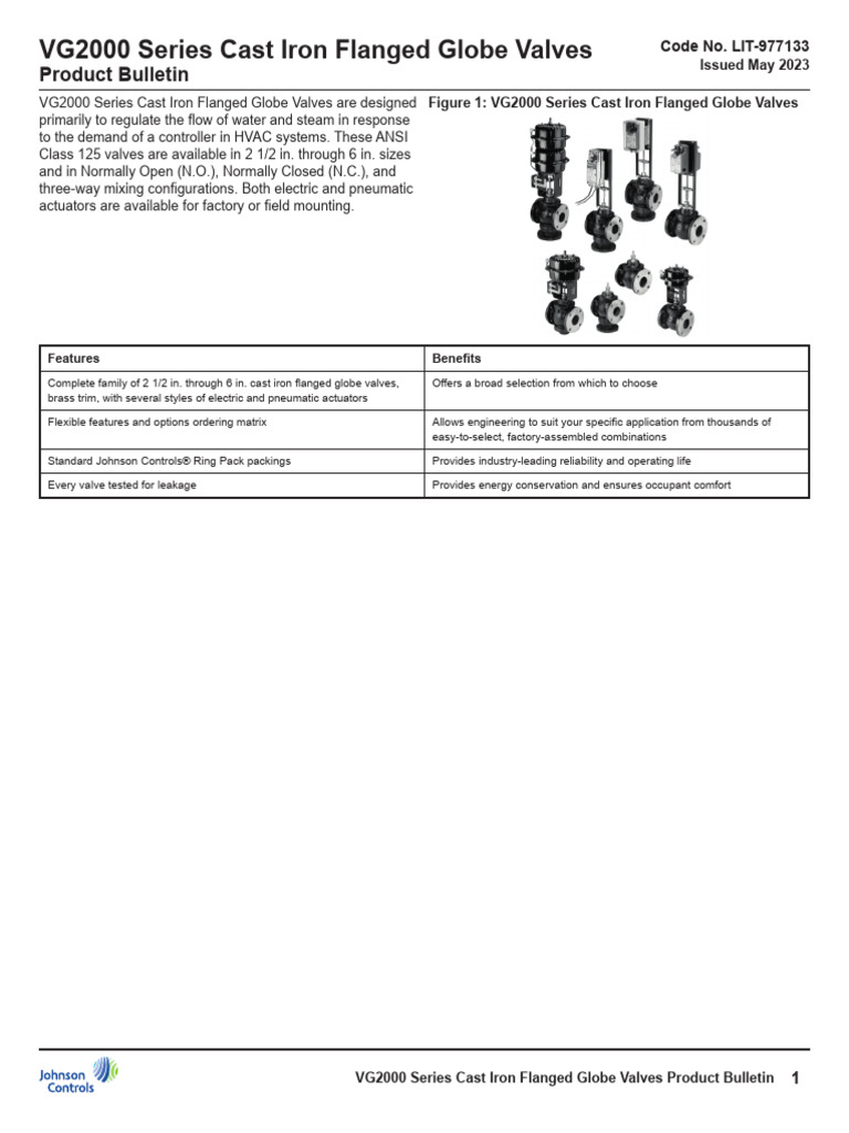 Johnson Controls VG2000 Valve Overview | PDF | Valve | Actuator