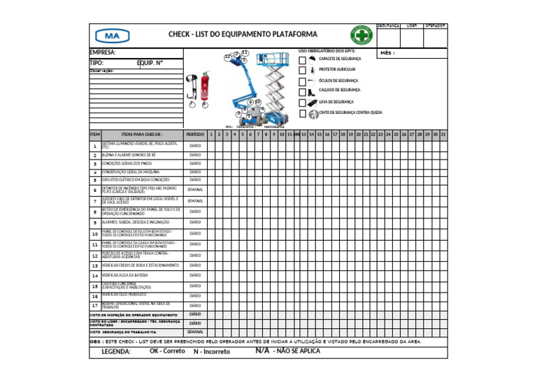 Check-list de Segurança Plataforma Articulada | PDF