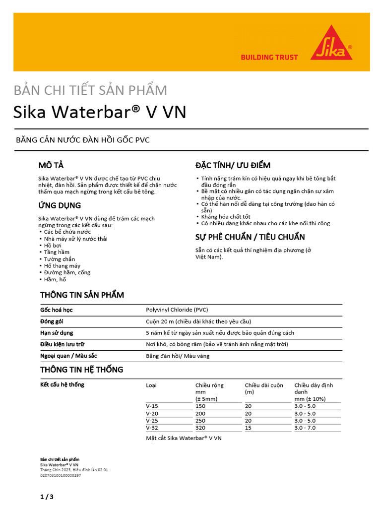 Sika Waterbar V | PDF
