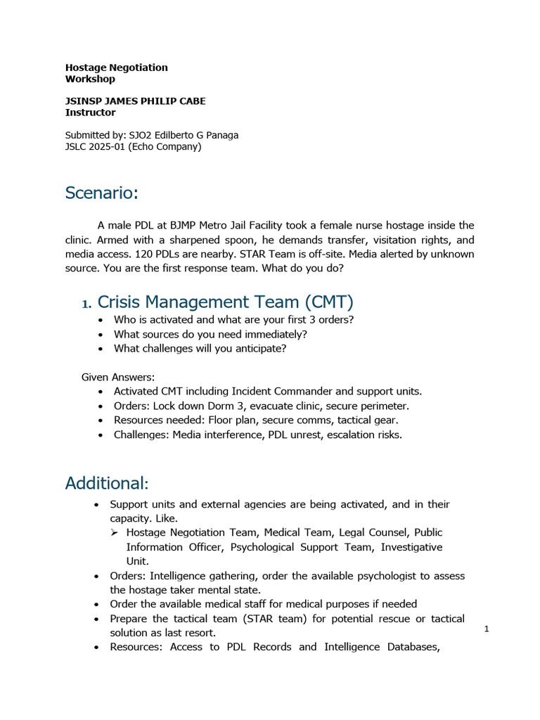 Hostage Negotiation Workshop | PDF | Negotiation | Communication