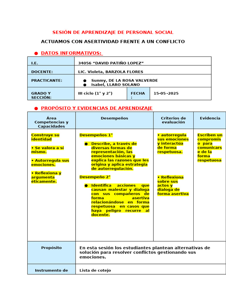 Sesión de Aprendizaje | PDF | Las emociones | Aprendizaje