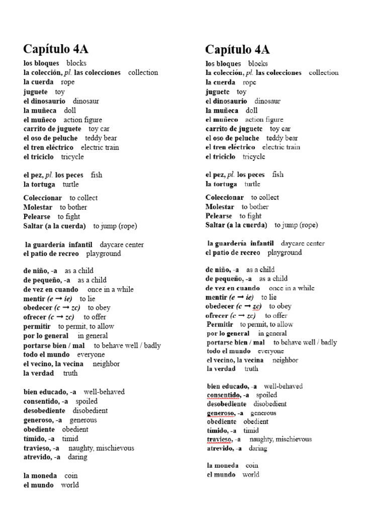 4A Vocabulary | PDF