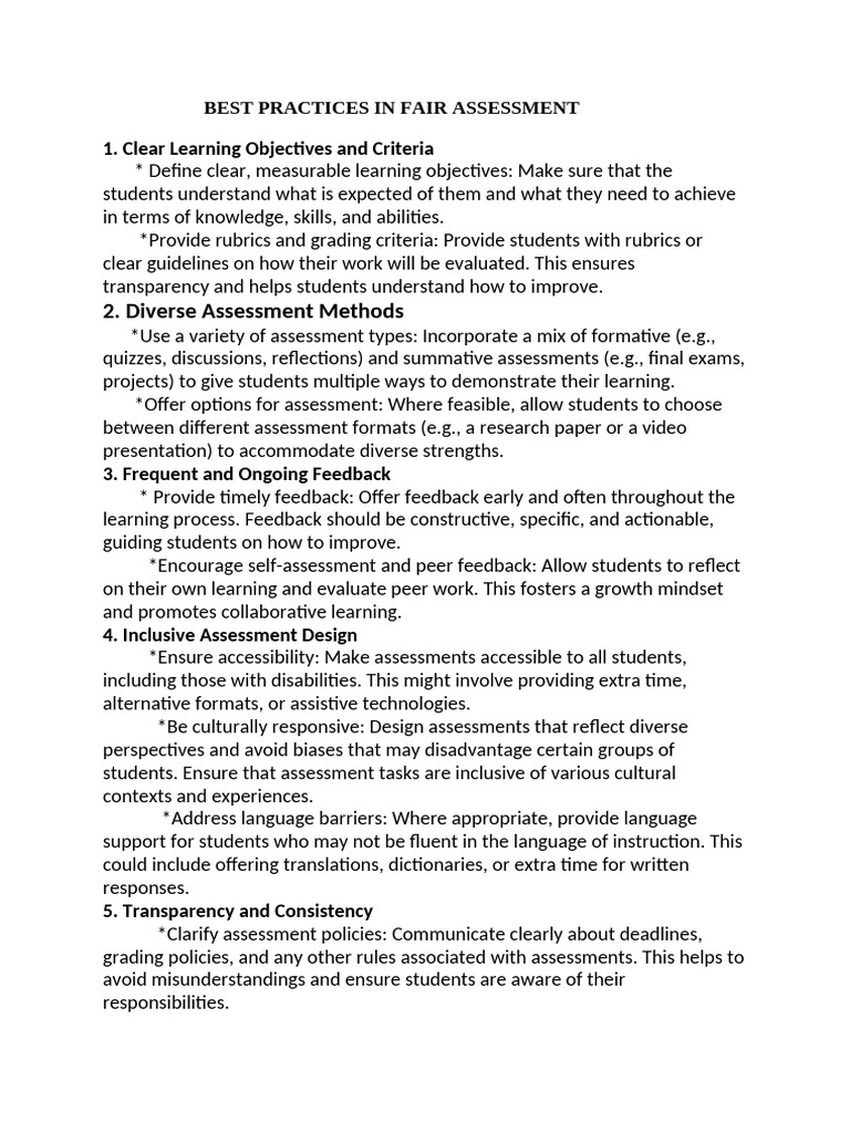 Best Practices in Fair Assessment | PDF | Educational Assessment | Behavior Modification