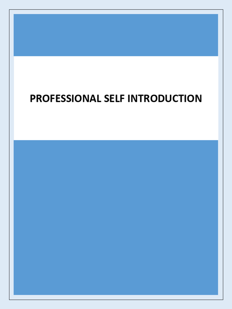 Professional Self Introduction | PDF | Car | Transport