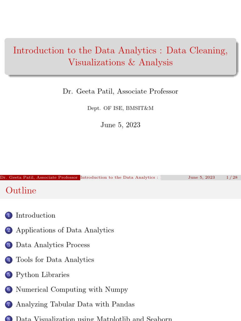 Introduction To The Data Analytics - Data Cleaning, Visualizations & Analysis | PDF | Data ...