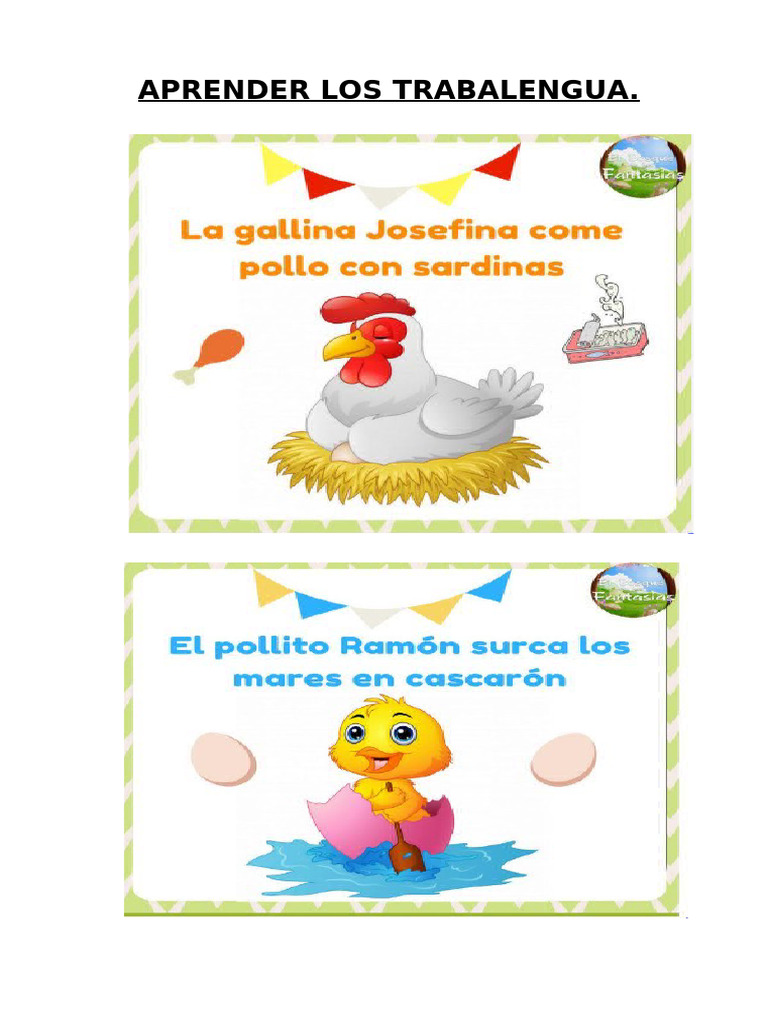 Aprendiendo Los Trabalenguas | PDF