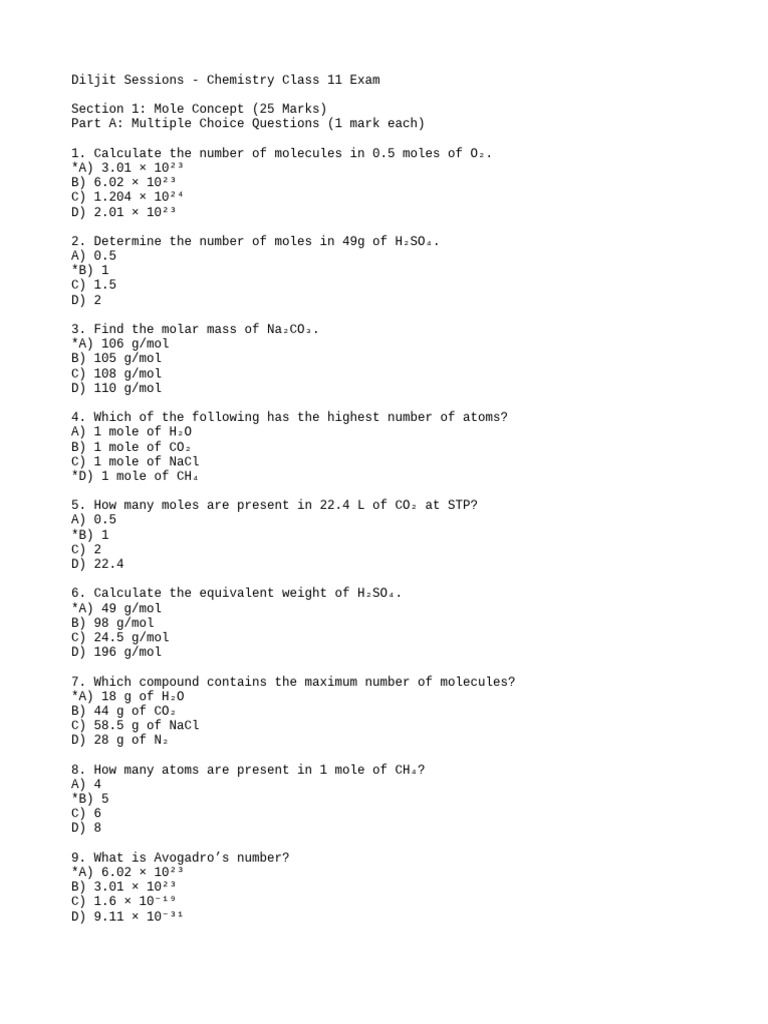 Diljit Sessions Form Questions | PDF | Mole (Unit) | Electron