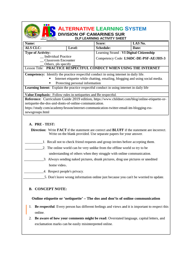 Respectful Internet Conduct Guide | PDF | Internet | Communication