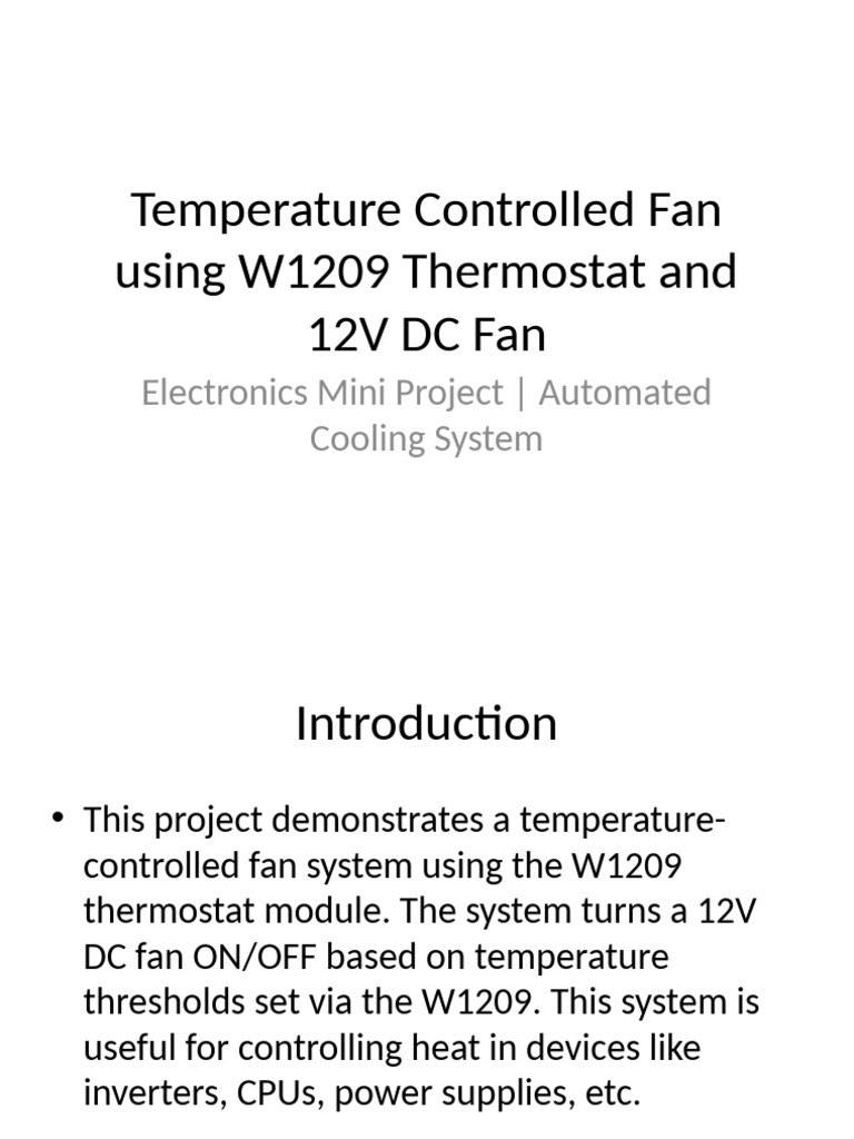 Temperature-Controlled Fan Project | PDF