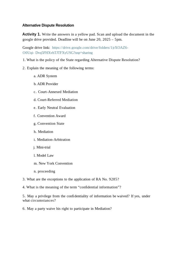 Activity 1. Introduction To ADR | PDF