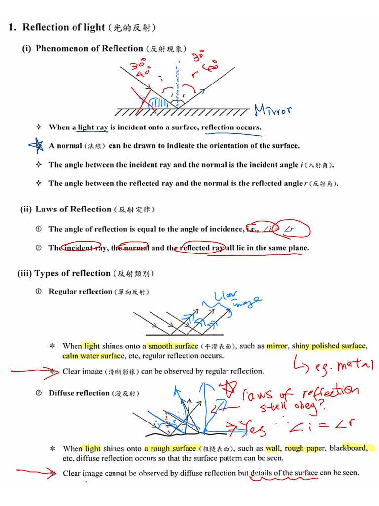 Phy Reflection and Refraction 2 | PDF | Reflection (Physics) | Mirror