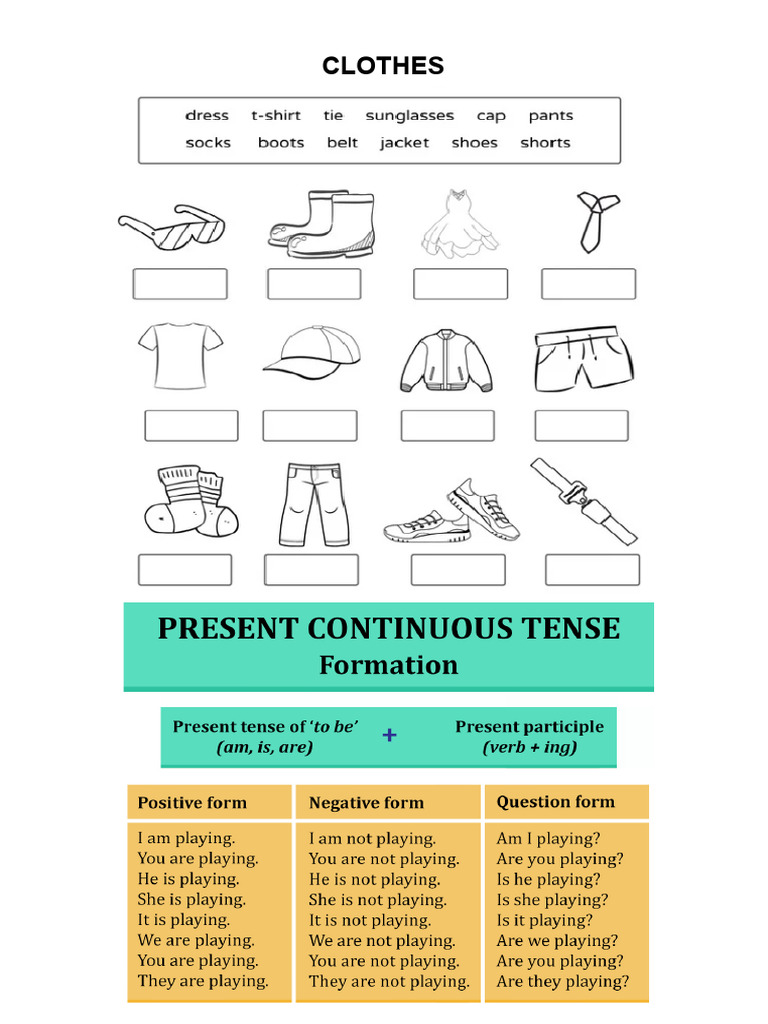 Clothes and Present Continuous 3er Grado | PDF