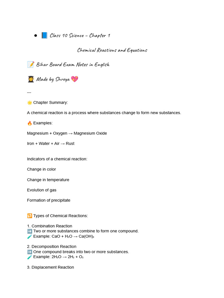 ? Class 10 Science – Chapter 1 | PDF