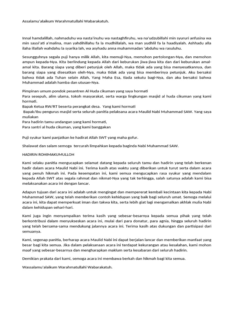 Prakata Panitia Mauid Nabi | PDF