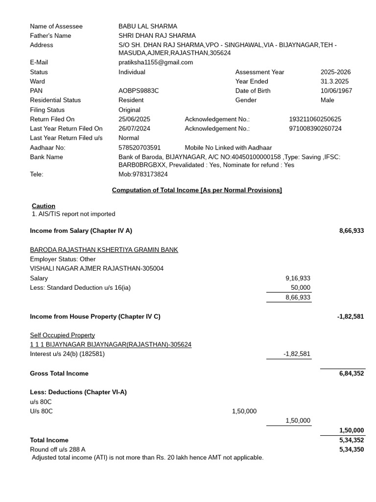 Computation Babu Lal Sharma 2025-26 | PDF | Economies | Public Finance