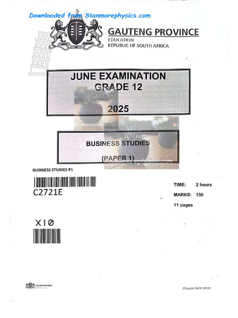 GP Business Studies Grade 12 June 2025 P1 and Memo | PDF
