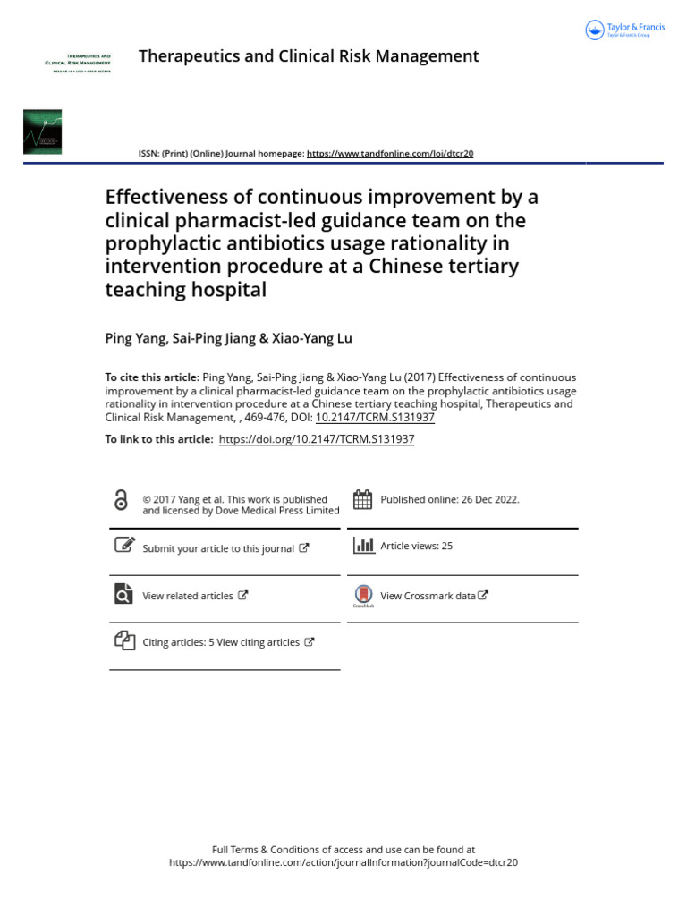 Effectiveness of Continuous Improvement by A Clinical Pharmacist Led ...