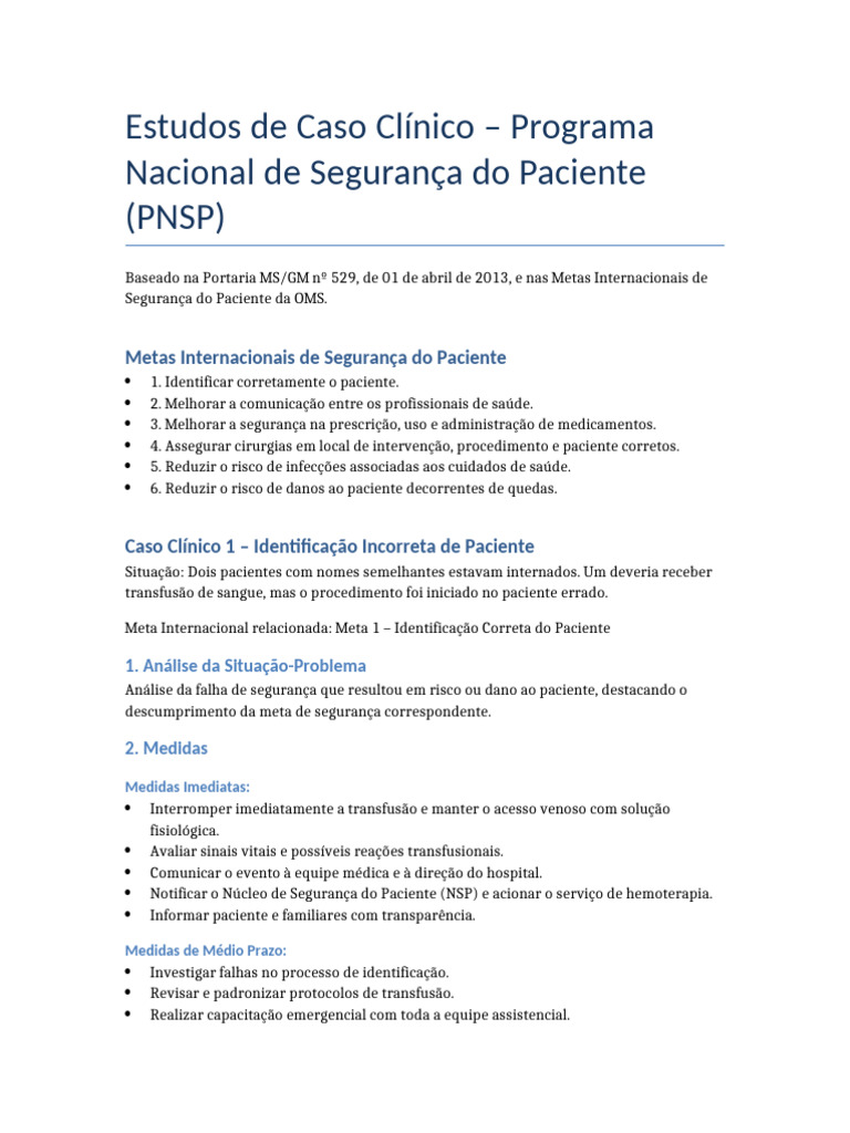 Caso PNSP Part4 | PDF | Segurança do paciente | Receita médica