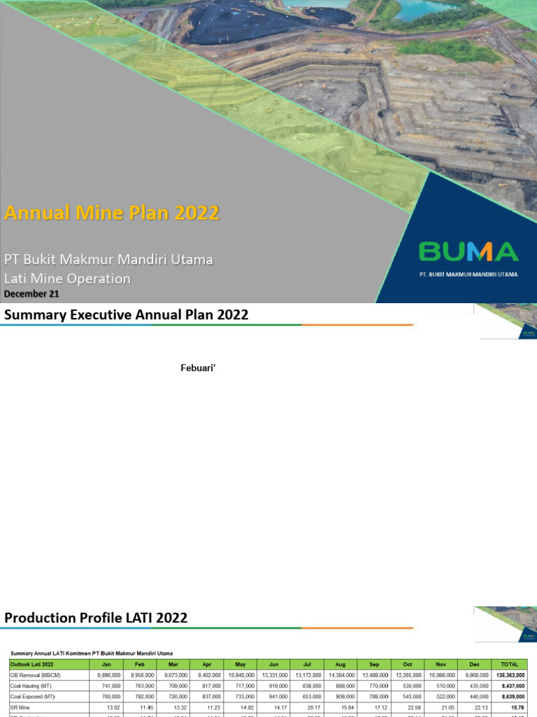 2022 Annual Mine Production Plan | PDF | Natural Materials | Fossil Fuels