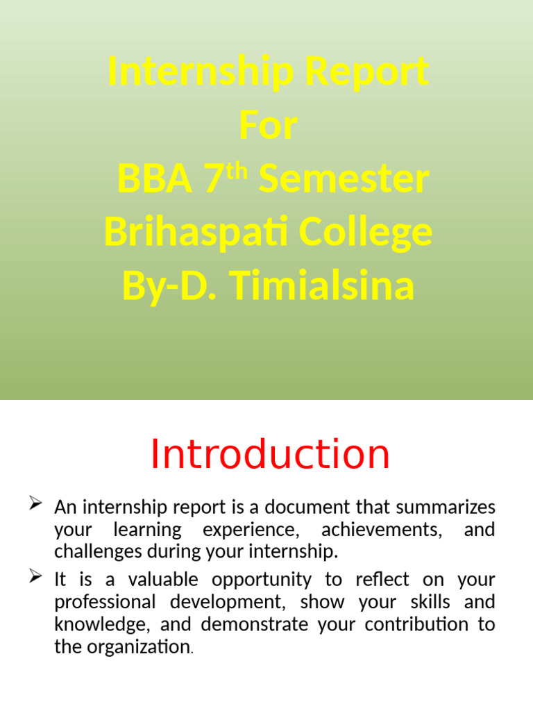 Internship Reports BBA | PDF