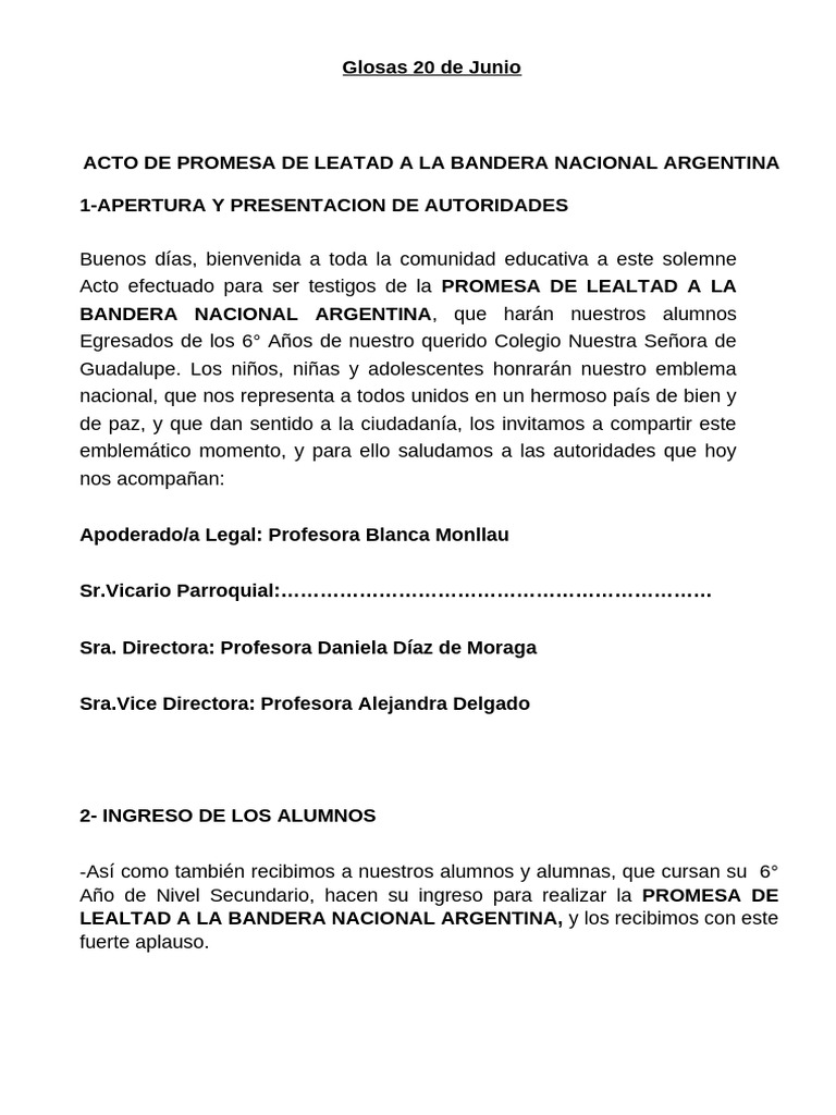 Glosas 20 de Junio Corregidas | PDF