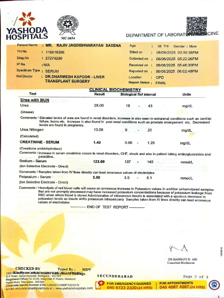 Yashoda Hospital Reports | PDF