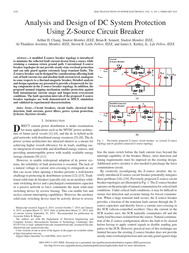 62 - Analysis and Design of DC System Protection Using Z Source Circuit ...