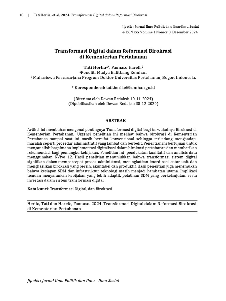 Transformasi Digital Birokrasi Pertahanan | PDF