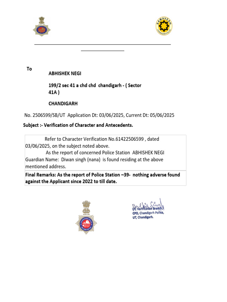 Character Certificate Request 8279512319 | PDF