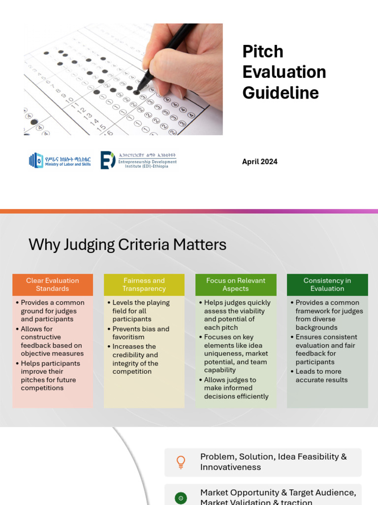 Pitch Evaluation Guideline 06 @2025 | PDF | Evaluation | Business Model
