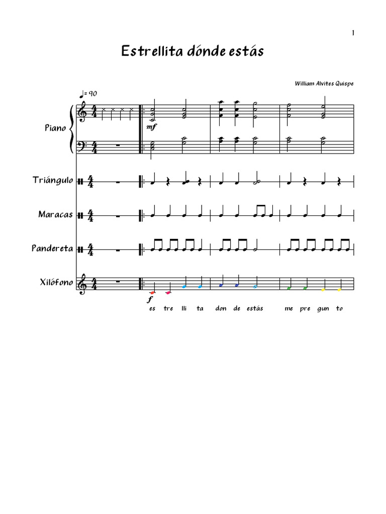 Estrellita dónde estás - Partitura Piano | PDF