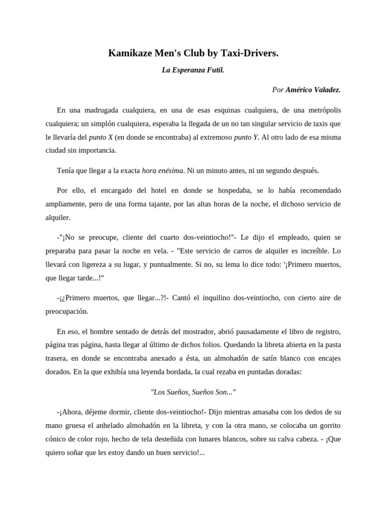 AV - Kamikaze Men's Club Taxi-Driver | PDF