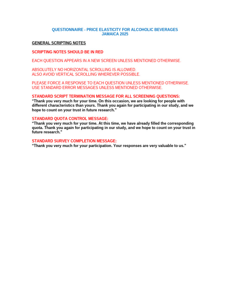 Conjoint Alcoholic Beverages Jamaica 2025 - Questionnaire | PDF ...