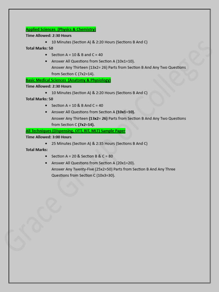 Paper Pattern With Marks Detail (Dispensing, OTT, MLT, RIT) | PDF