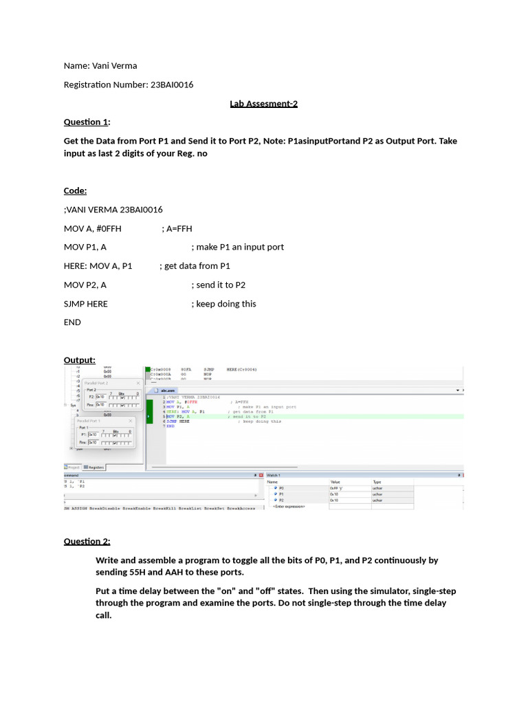 Microprocessors and Microcontrollers Lab | PDF | Integrated Circuit ...