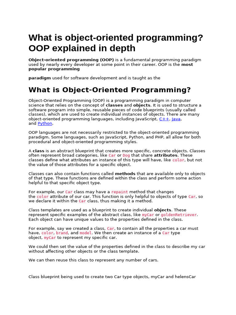 Basic Concepts-Of ObjectOrientedProgramming | PDF | Object Oriented Programming | Class ...