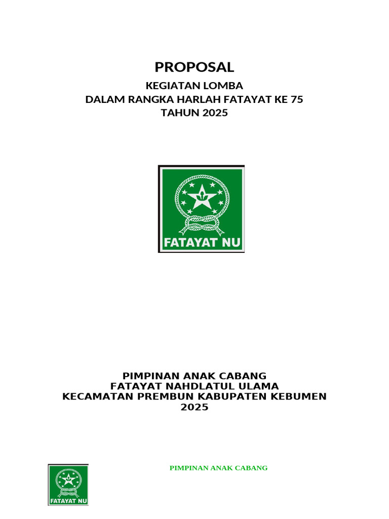 PROPOSAL Lomba Harlah Fatayat 75 2025 | PDF