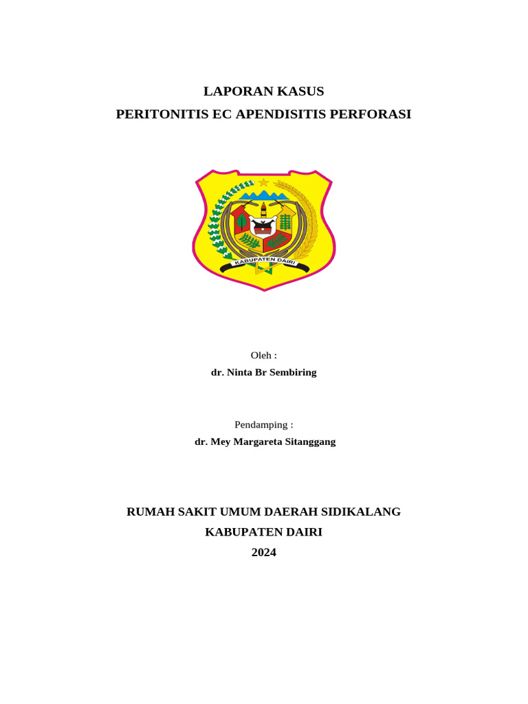 LAPKAS Peritonitis Ec App Perforasi Dr. Ninta | PDF
