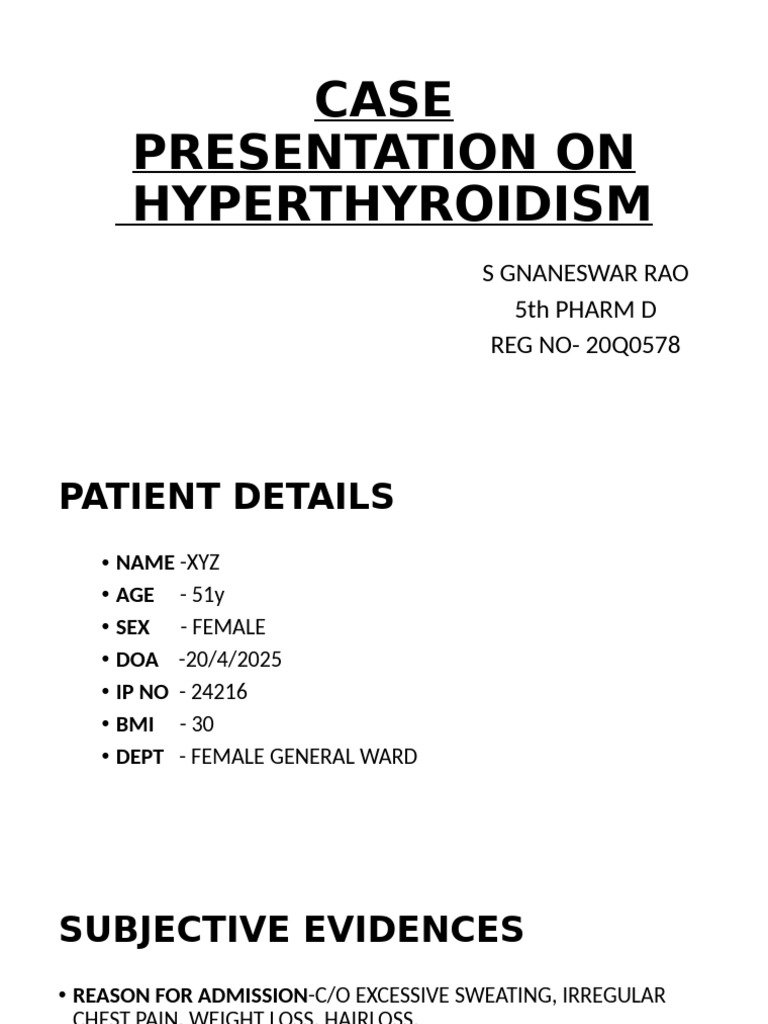 Hyperthyroidism Case Presentation Pdf Hyperthyroidism Clinical
