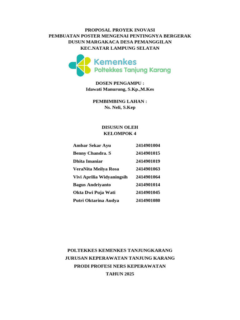 Proposal Proyek Inovasi Poster “Pentingnya Bergerak” | PDF
