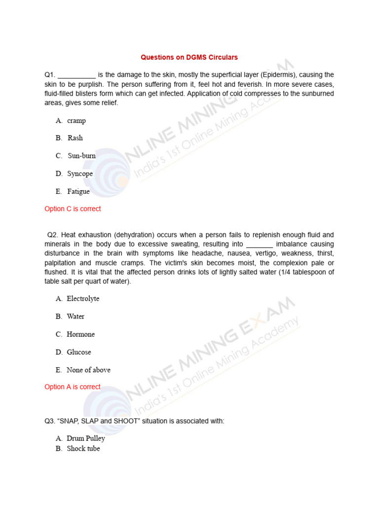 Questions On DGMS Circulars | PDF | Mining | Lease